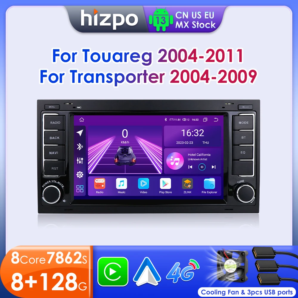 Hizpo 7 Inch Android Auto Radio for Volkswagen VW Touareg Multivan T5 ...