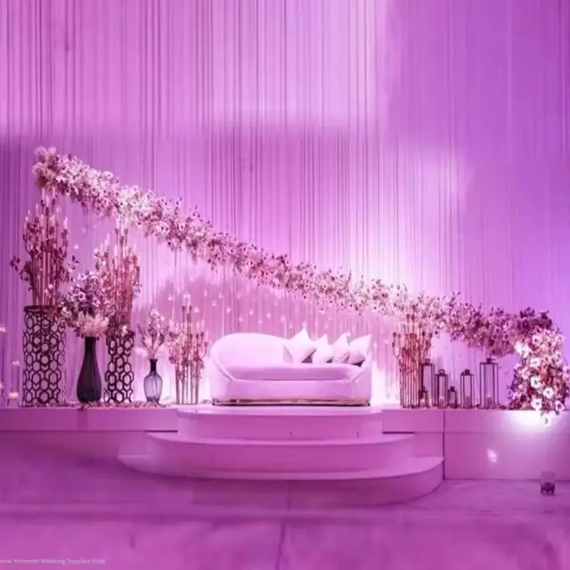 Silver And Pink Wedding Hall Decoration