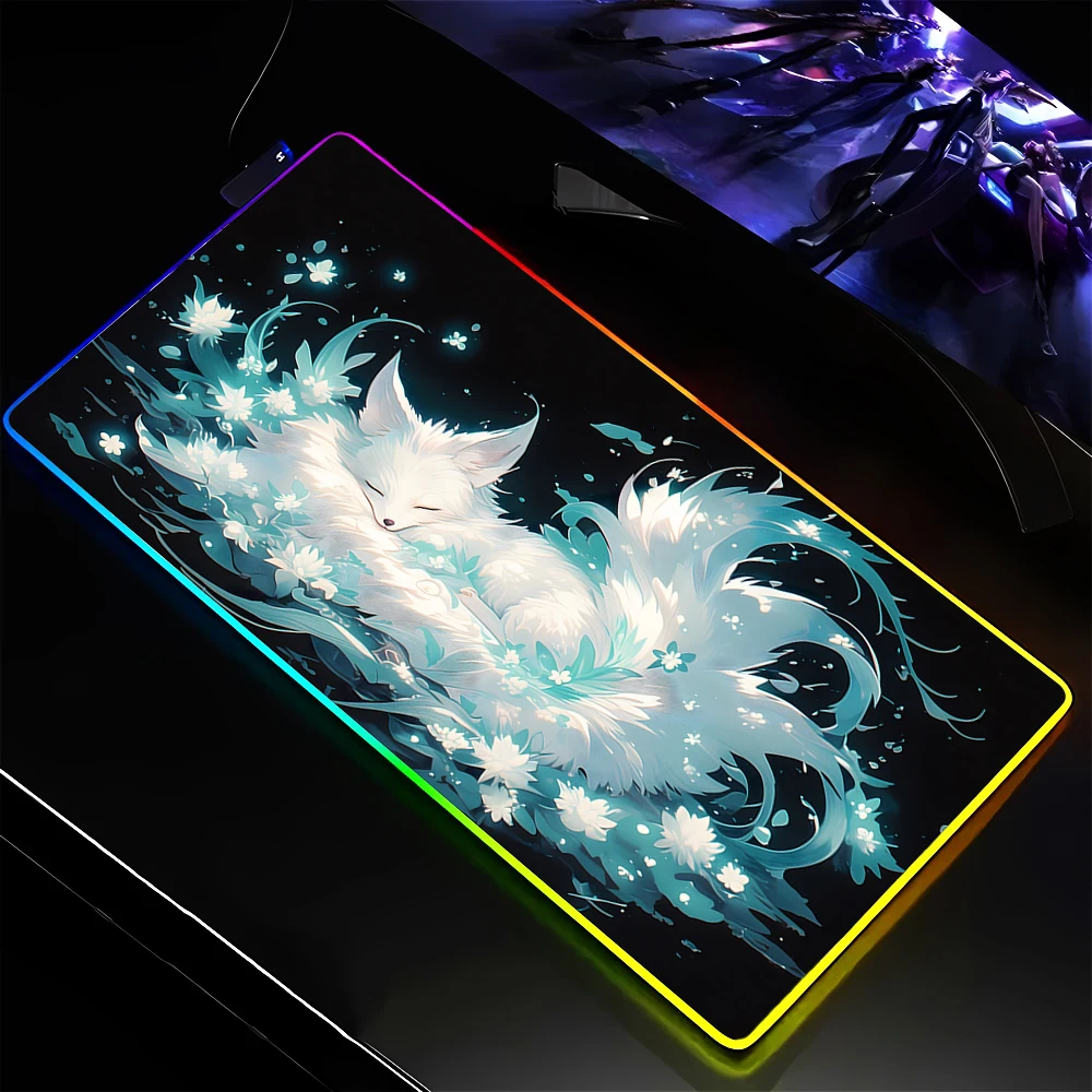 Anime Fox Rgb Mouse Pad Xxl Laptop Mat Led Gaming Backlit Mousepad ...