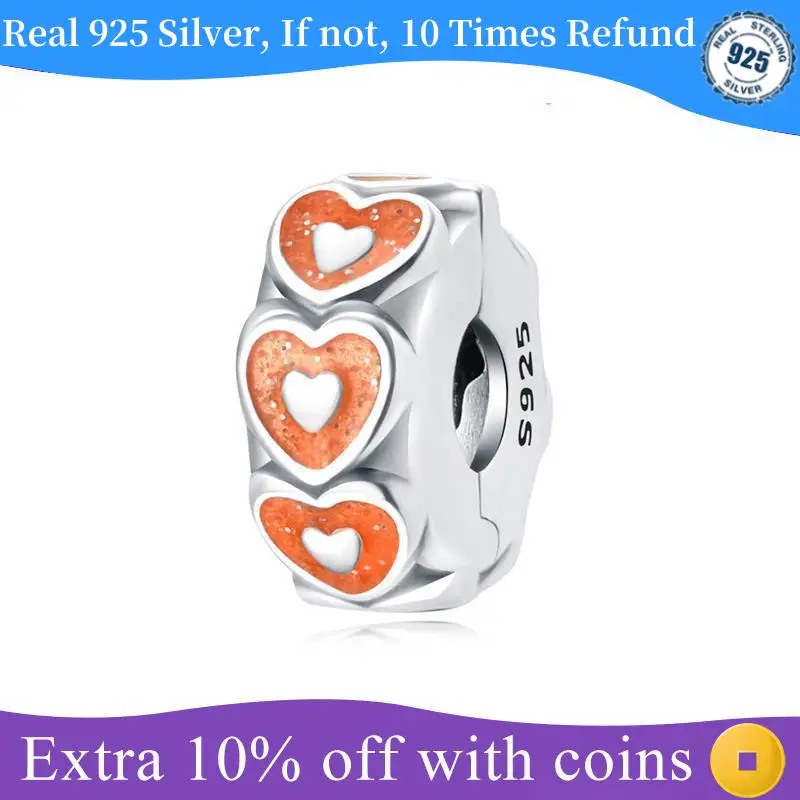 CYCUFF-925-Sterling-Silver-Orange-Heart-shaped-Locator-Buckle-Charm ...