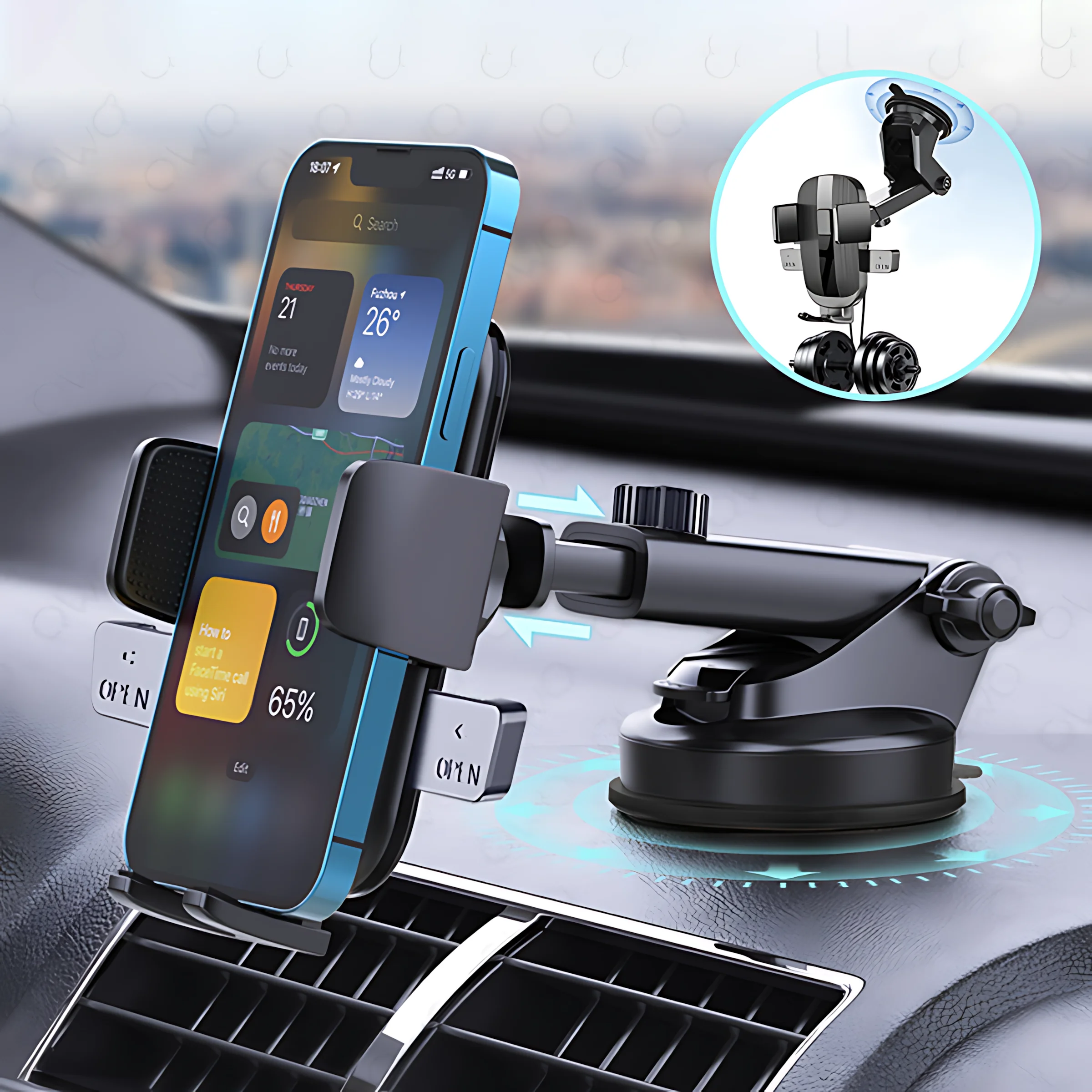 Sucker Adjustable Car Phone Holder For iPhone 16 15 14 Pro Max Cases ...