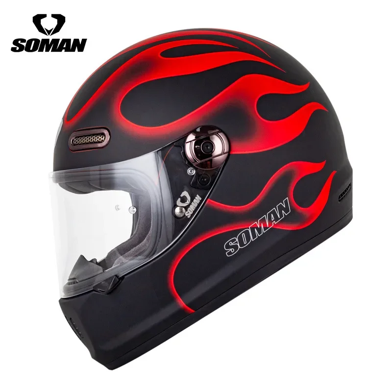 SOMAN-New-Motorcycle-Helmet-Retro-Full-face-Racing-off-road-Helmet-DOT ...