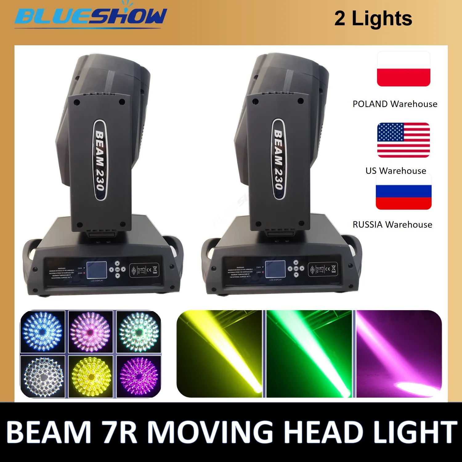 0 TAX 2x Lyre Beam 230W 7R Moving Head Light Flight case Beam 7R Flight ...