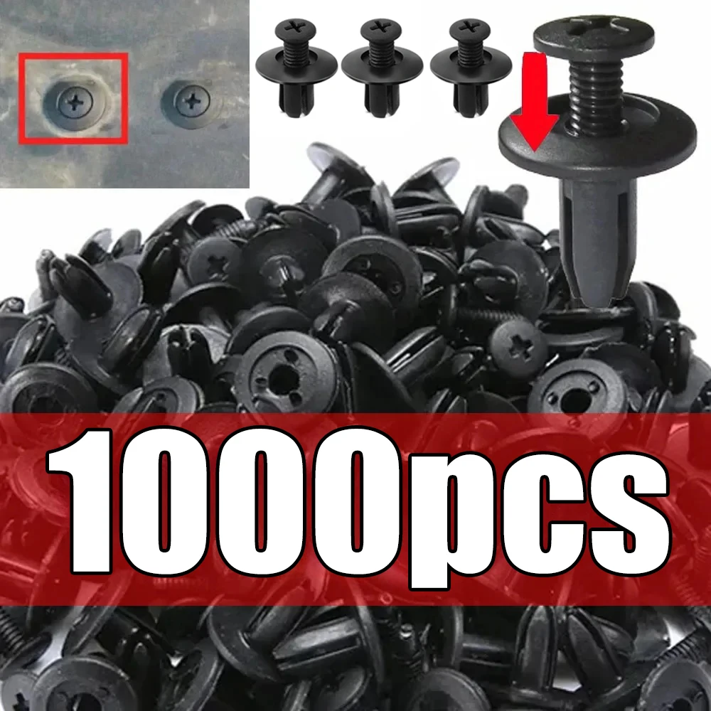 1000pcs-8mm-Hole-Door-Rivet-Plastic-Clip-Fasteners-Black-Car-Lined ...