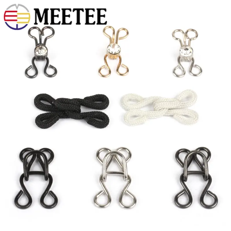 30/50Sets Metal Invisible Hook Button Adjuster Buckles Bikini Bra Pants ...