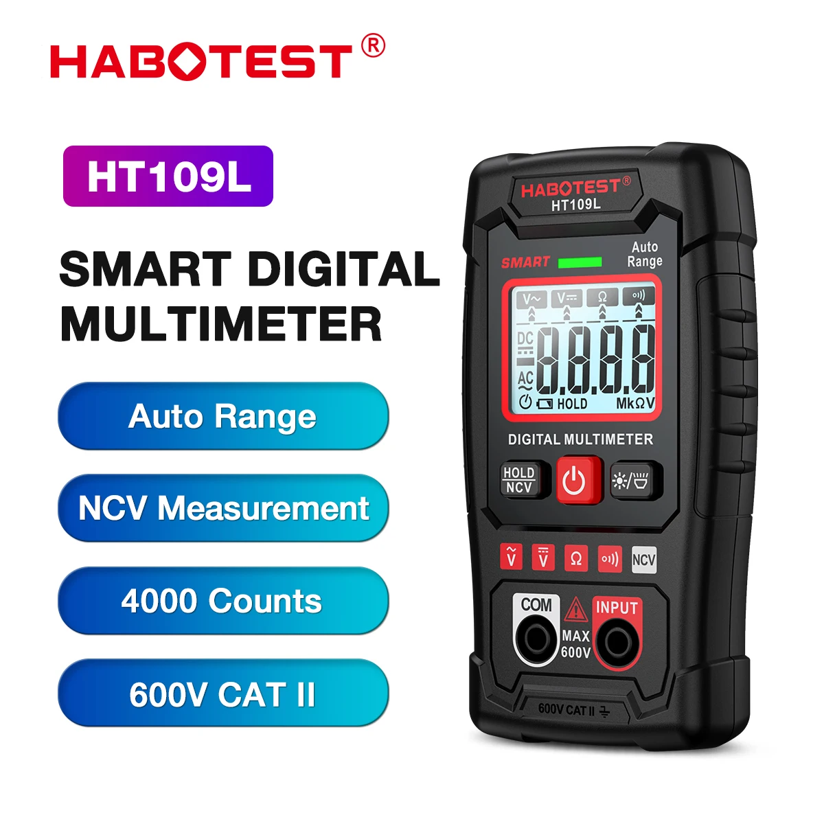 HABOTEST-HT109L-Digital-Multimeter-600V-DC-AC-Voltage-Tester-NCV ...