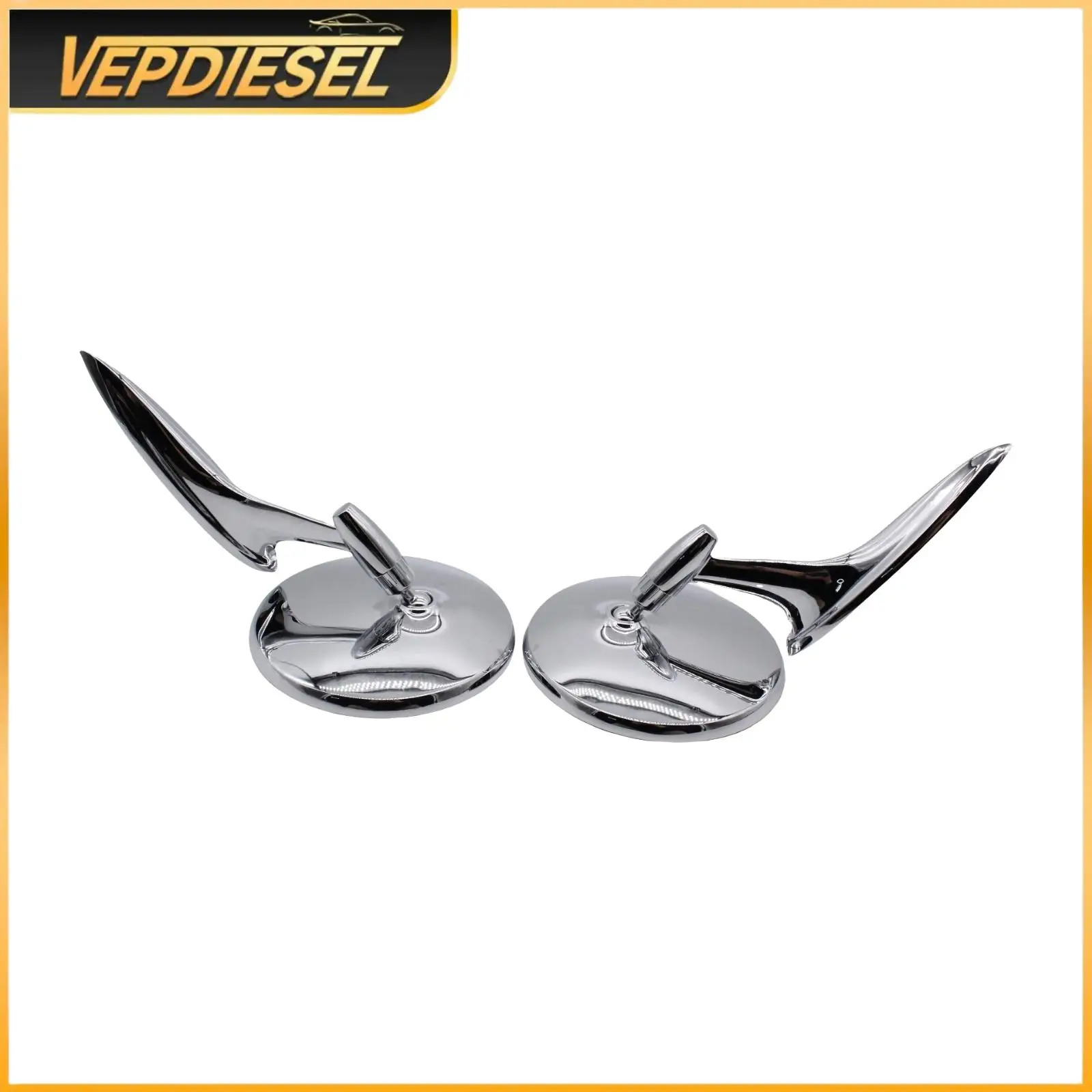 654394765672 1Pair Round Outside Rearview Mirrors Ribbed Base for ...