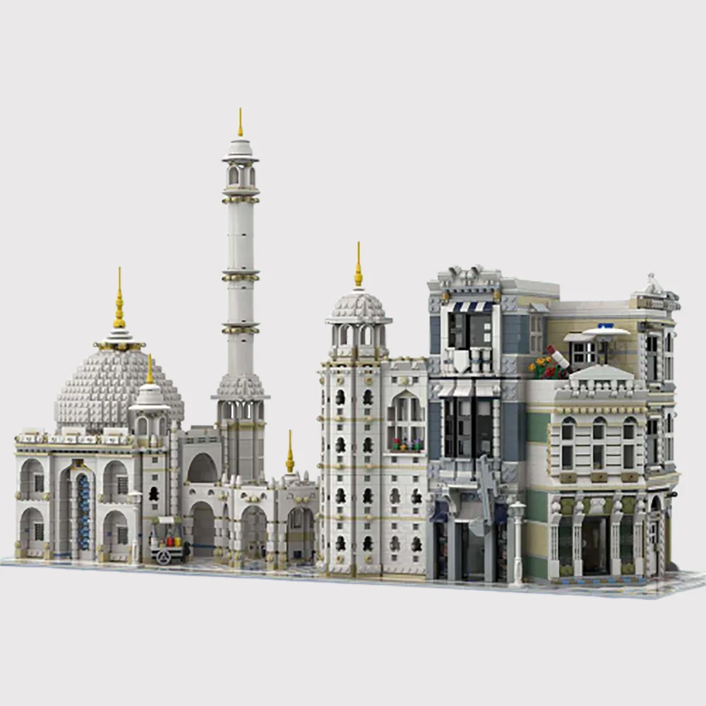 7048PCS-NEW-MOC-162390-Mosque-Corner-TajMahal-Street-Model-Building ...