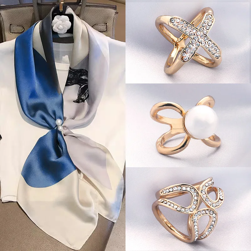 Luxury-Heart-Brooches-Crystal-Silk-Scarf-Buckle-Hoop-Brooch-Pins-for ...