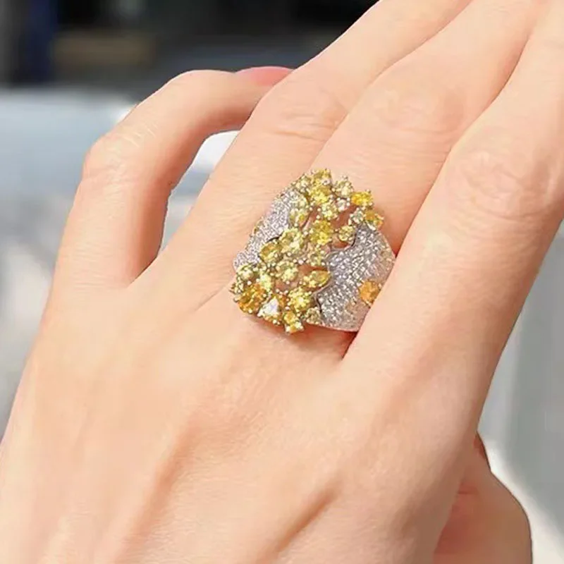 Original-Stamp-Silver-Color-Ring-for-Women-Natural-Yellow-Cubic ...