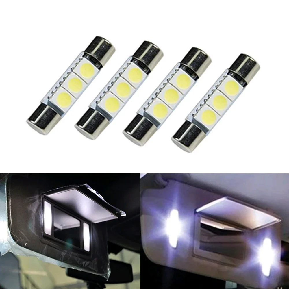 4Pcs-Universal-HID-White-5050-3-SMD-31mm-6641F-Fuse-Shape-LED-Bulbs ...