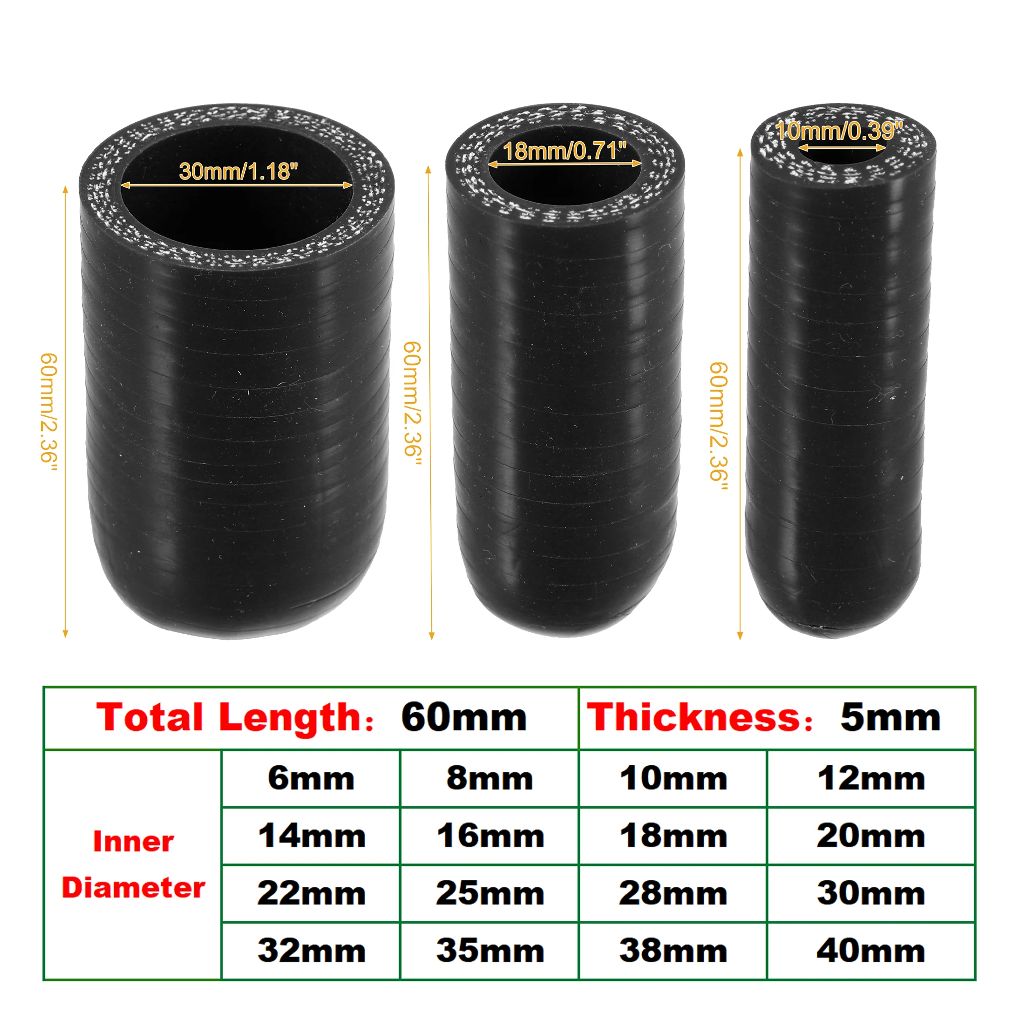 UXCELL-6mm-ID-to-40mm-ID-Silicone-Coolant-Cap-Intake-Vacuum-Hose-End ...