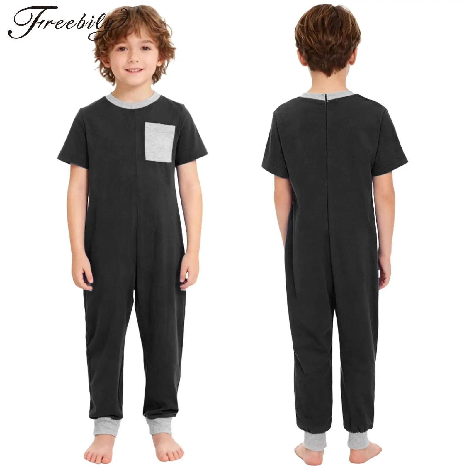 Adaptive Clothing for Children Special Needs Jumpsuit Round Neck Short ...
