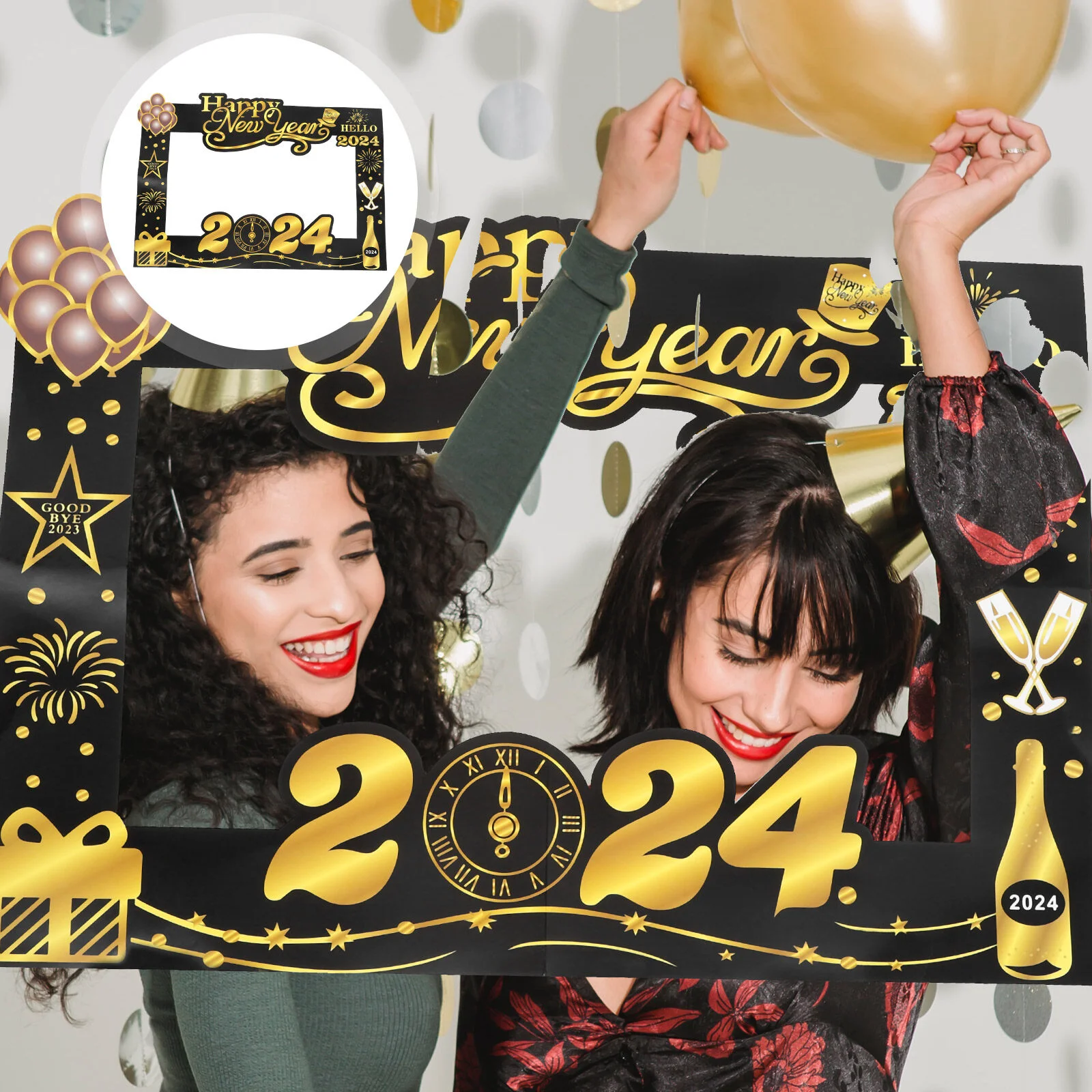2024-Happy-New-Year-Photo-Frames-Paper-Picture-Party-Booth-Props ...