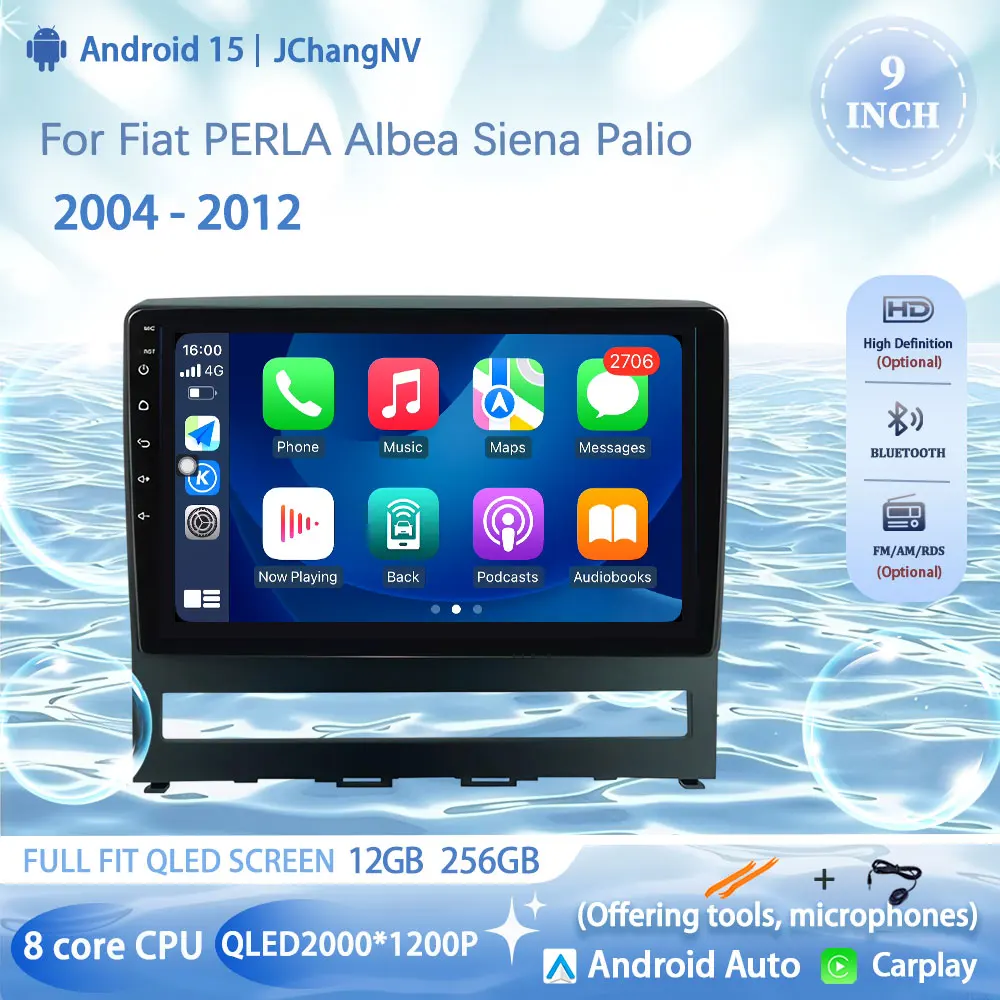 9 Inch Carplay Android Auto For Fiat PERLA Albea Siena Palio 2004-2012 ...