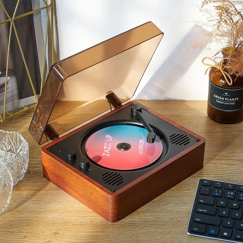 Reproductor-de-Cd-de-madera-para-el-hogar-Album-Retro-Altavoz-Bluetooth ...
