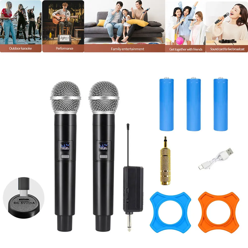 UHF-Karaoke-Dual-Wireless-Dynamic-Microphone-Professional-Room-To-Sing ...