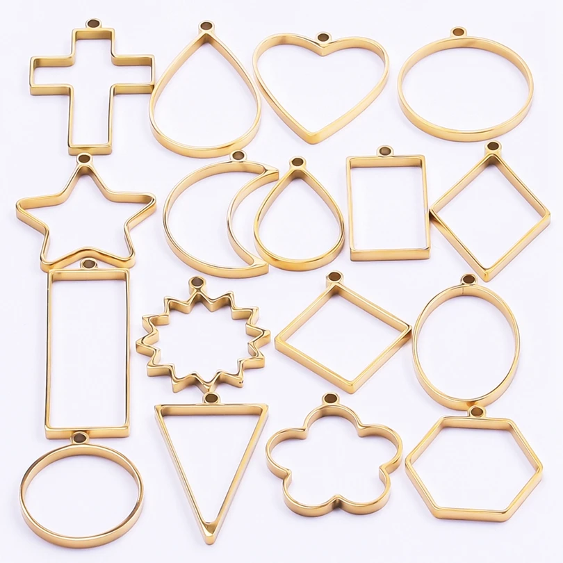 6Pcs-Lot-Stainless-Steel-Geometric-Figure-Charms-Photo-Frame-Charms ...