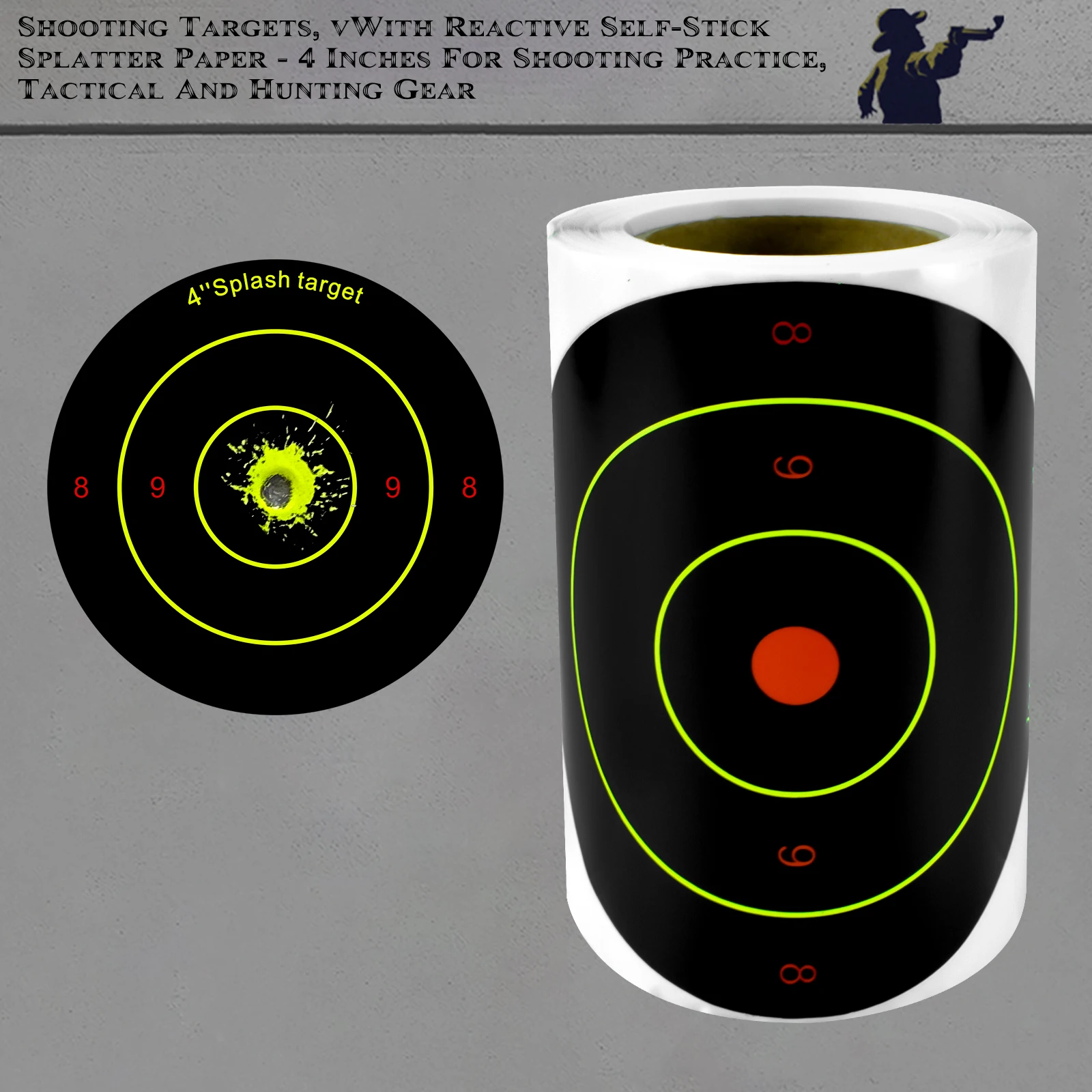100Pcs 4in Black Digital Red Dot Ring Aiming Shooting Practice Splash ...