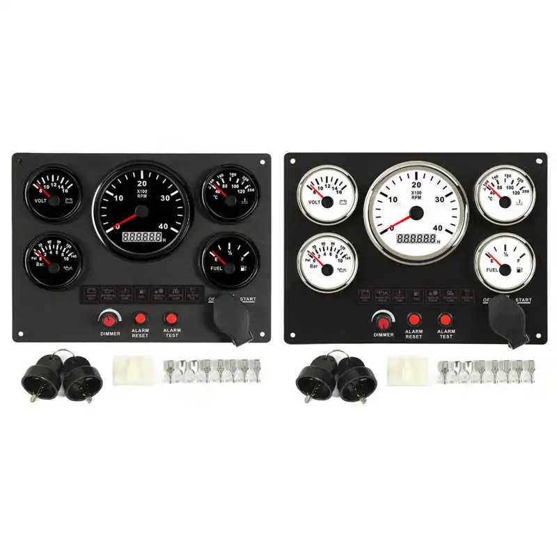 Boat-Marine-Instrument-Panel-4000RPM-Tachometer-Fuel-Level-Water ...