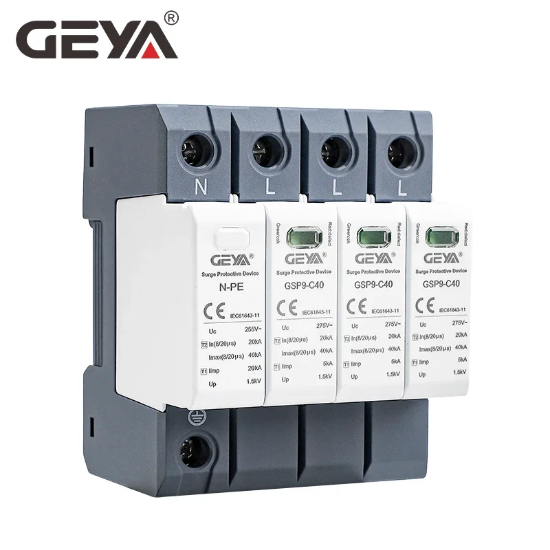 GEYA-GSP9-4Pole-Surge-Protector-20KA-40KA-SPD-AC275V-AC385V-400V-440V ...