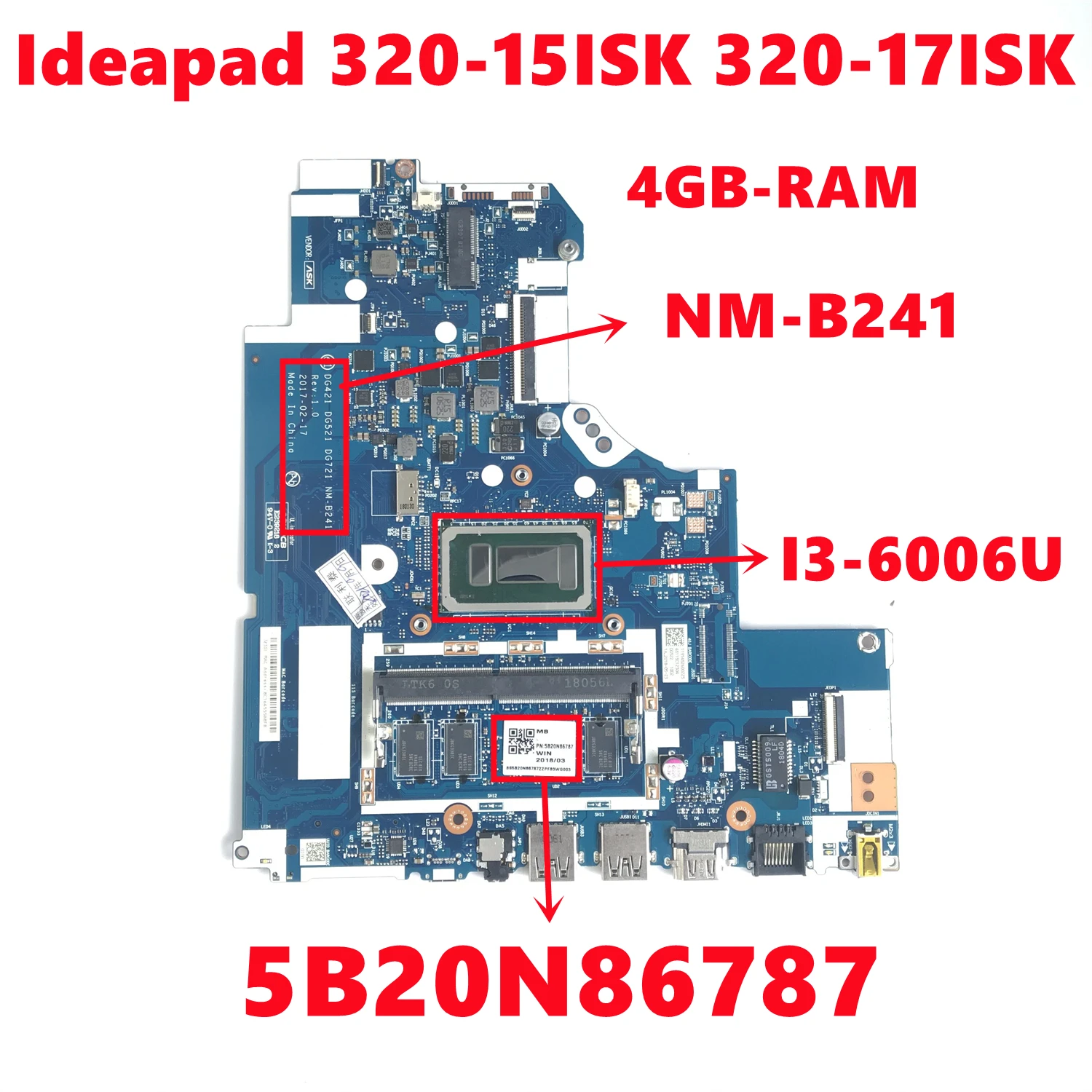 5B20N86787-For-Lenovo-Ideapad-320-15ISK-320-17ISK-Laptop-Motherboard ...