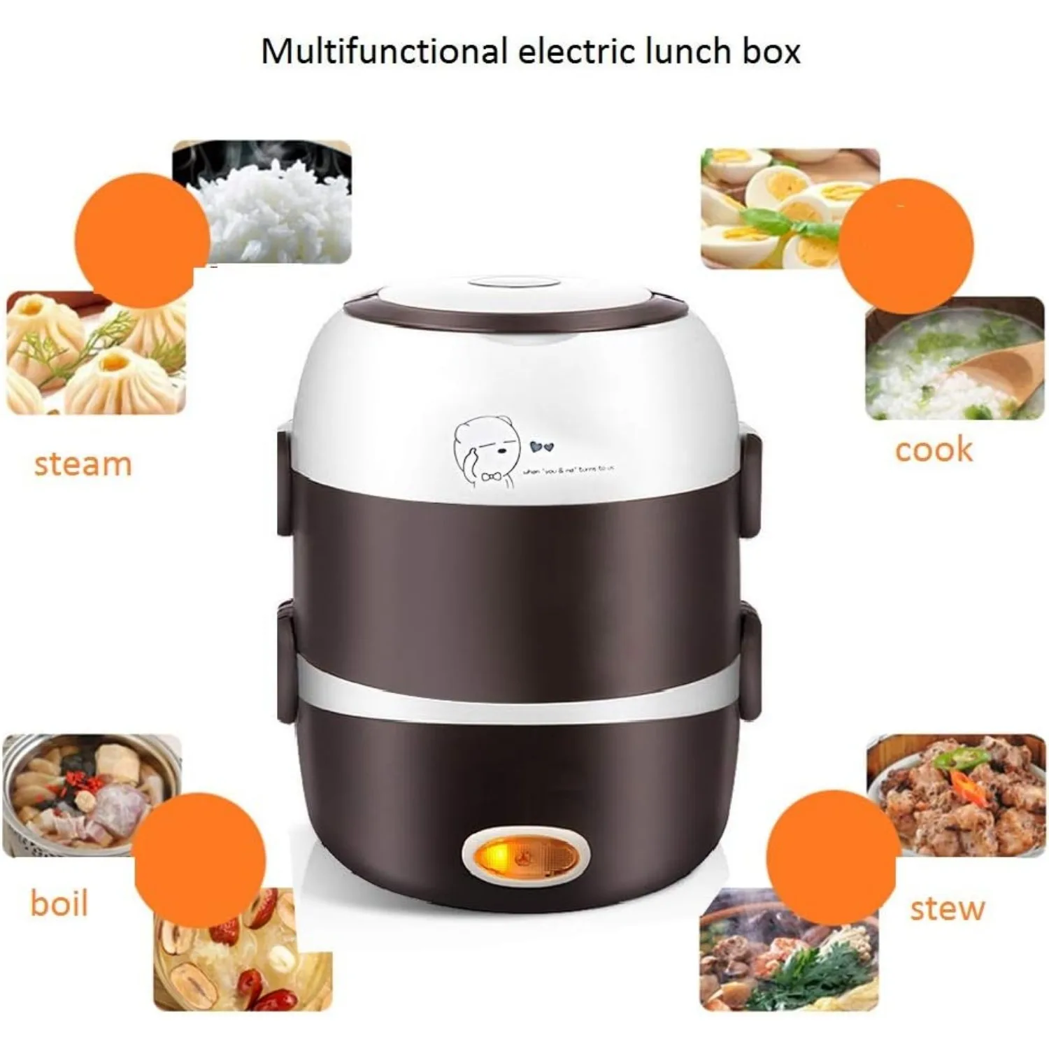 Electric Lunch Box, 3 Layers 2L Portable Electric Heating Bento Lunch ...