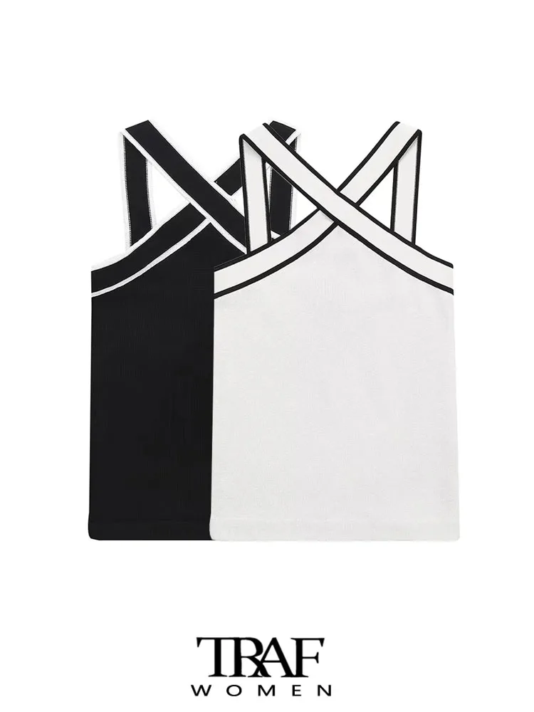 Traf-regata-de-malha-feminina-com-al-as-cruzadas-sem-encosto-sexy-moda ...