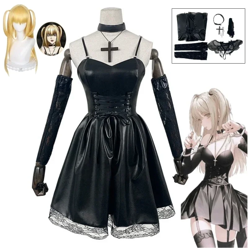 Death-Note-Cosplay-Costume-Misa-Aman-Leather-Sexy-Dress-Lace-Socks ...