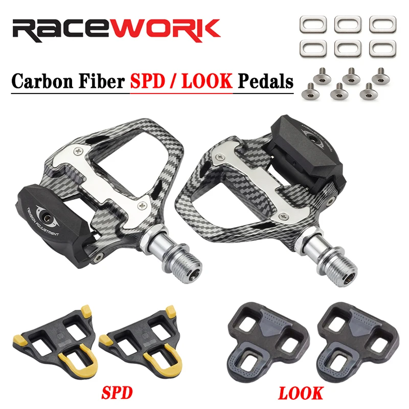 RACEWORK-Ultra-light-Carbon-Fiber-Road-Bike-Pedal-Suitable-for-SPD-Keo ...