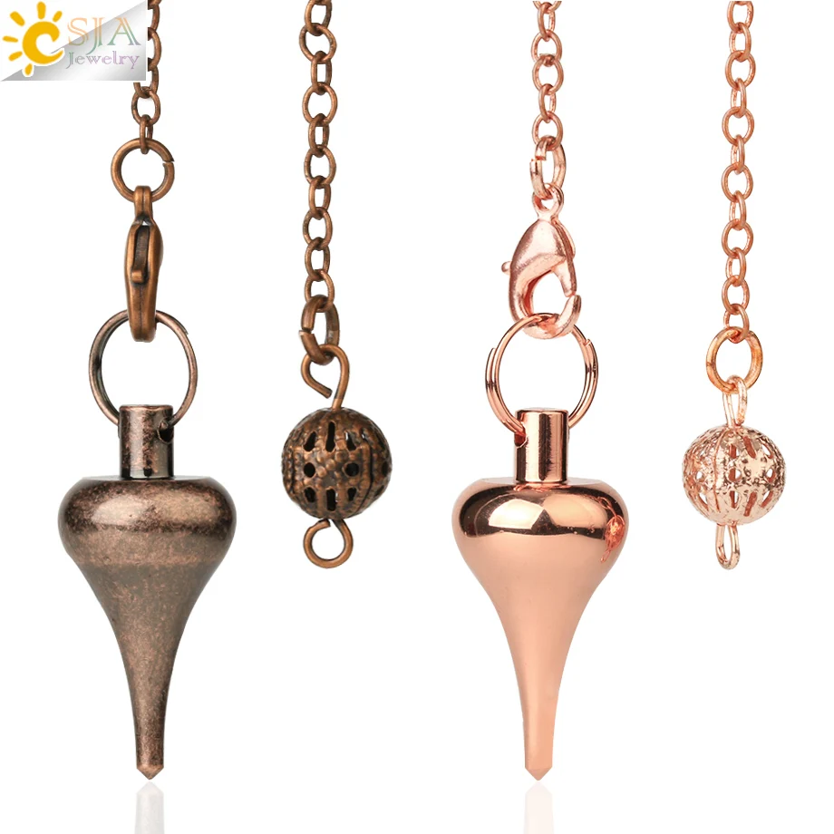 CSJA-Metal-Pendulum-for-Dowsing-Divination-Pendulos-Spiral-Cone-Balancing-Radiesthesia-Gold ...