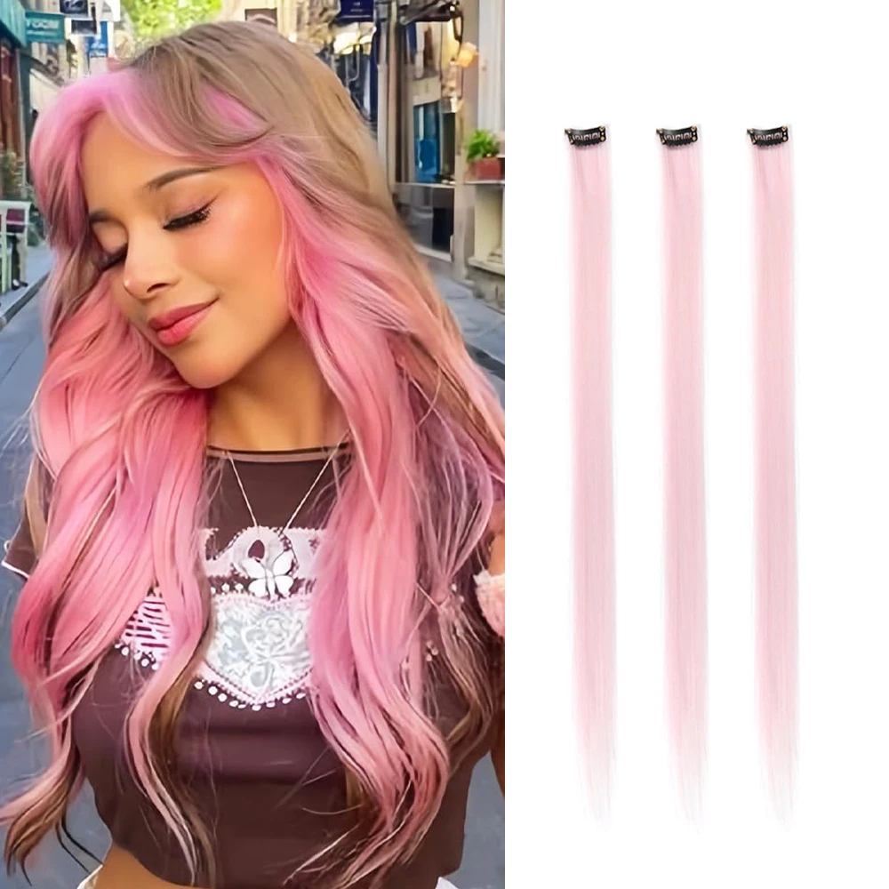 22 inches Colored Party Highlights Clip in Hair Extensions for Girls ...