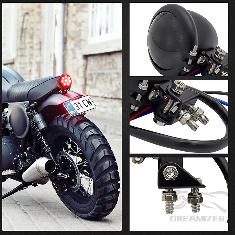 12V Motorcycle Tail Light LED Rear Brake Lamp for Harley Cafe Racer ...