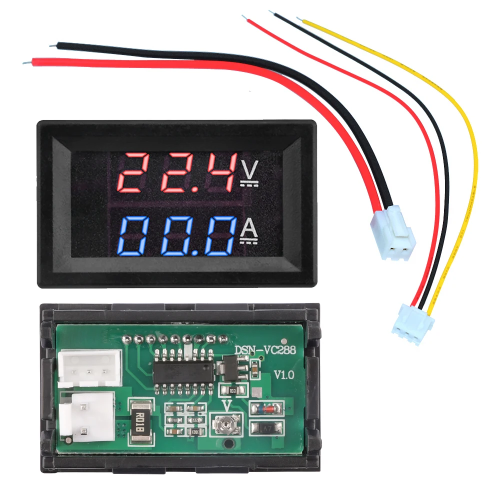 0.28"led DC0-100V 10A Digital Voltmeter Ammeter 2 in1 Multimeter 12V/24V Voltage Ampere Meter ...