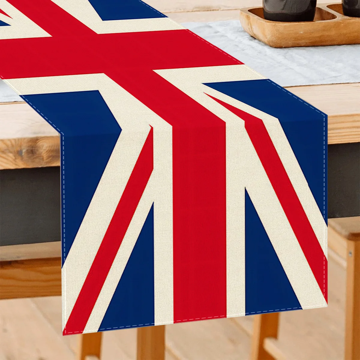 Patriotic British Flag Table Runner Red White & Blue Striped Pattern ...