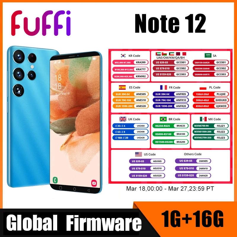 FUFFI-Smartphone-Note-12-Android-t-l-phone-portable-16-Go-de-RAM-1-Go ...