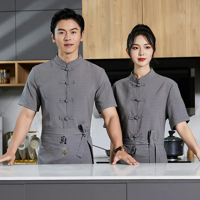 Overalls-Chef-Uniform-Men-s-Kitchen-Half-Restaurant-Catering-Waiter ...