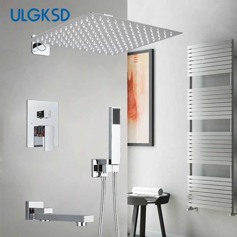 Chrome-Concealed-Shower-Faucet-Set-Utra-thin-8-10-12-16Inch-Shower-Head ...