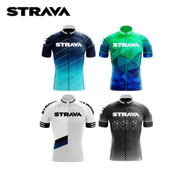 Strava Pro Cycling Jersey Set Summer Short Sleeve Breathable Men's MTB ...