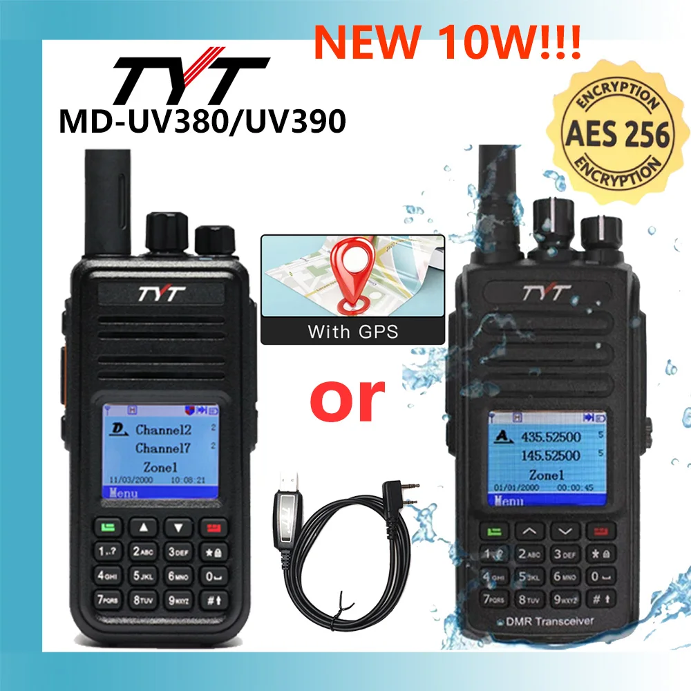 TYT NEW AES256 Encryption MD-UV380/390 Digital Walkie Talkie VHF UHF ...