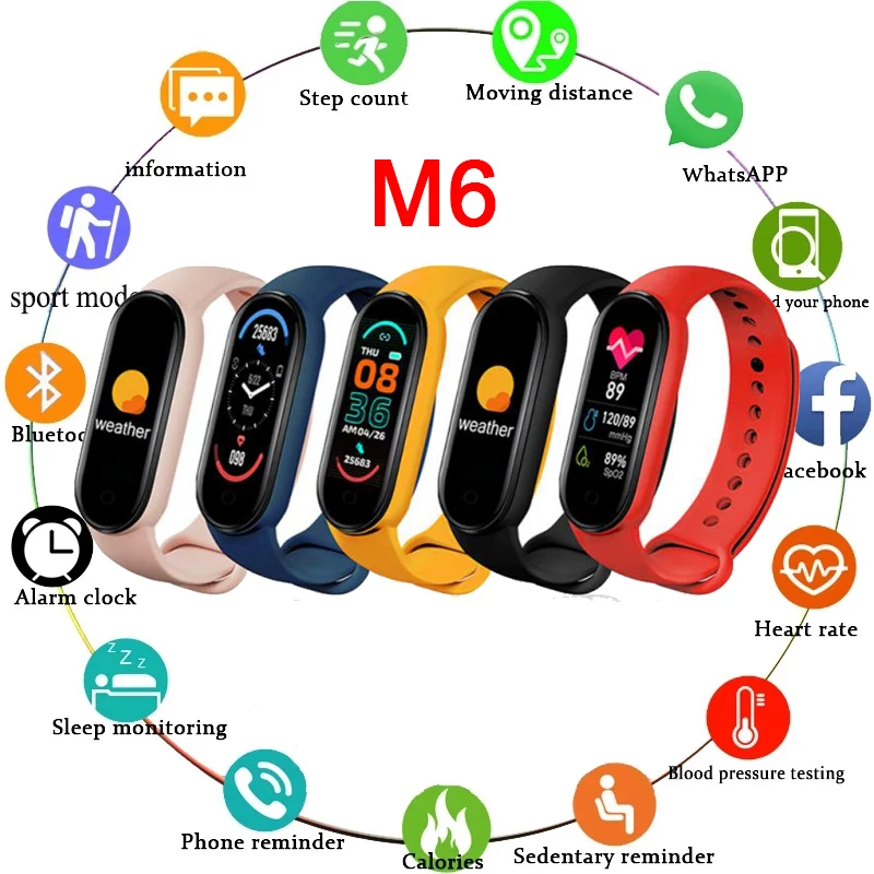 M6-Smart-Watch-IP67-Men-Watches-Fitness-Tracker-Heart-Rate-Blood-Pressure-Monitor-Color-Screen ...