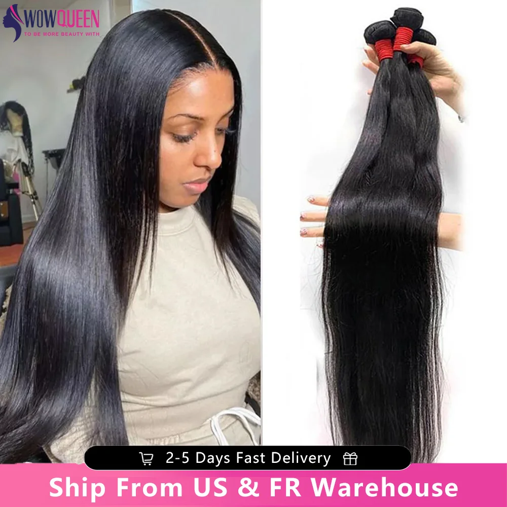 36 38 40 Inch Bone Straight Hair Bundles Wowqueen 100% Human Hair ...