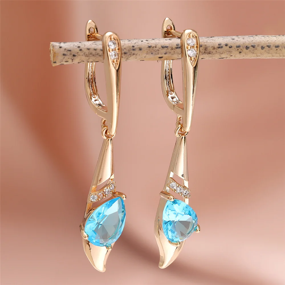 Luxury-Crystal-Water-Blue-Red-Stone-Classic-Gold-Color-Drop-Earrings ...
