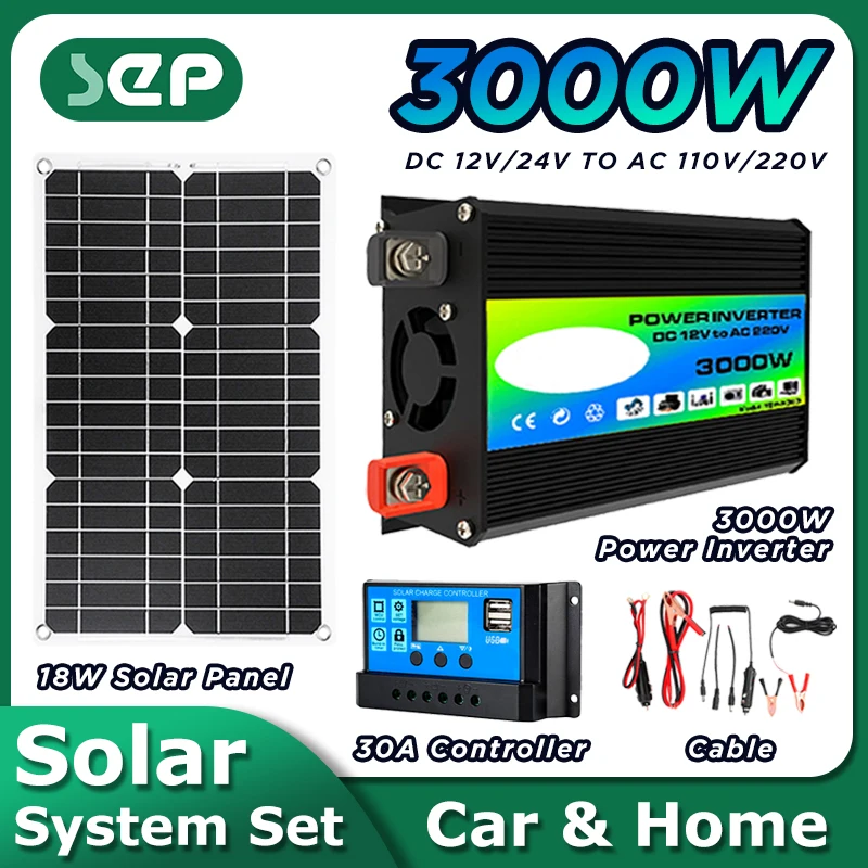 Series-Combination-3000W-Inverter-30A-Controller-18W-Solar-Panel-12V-to ...