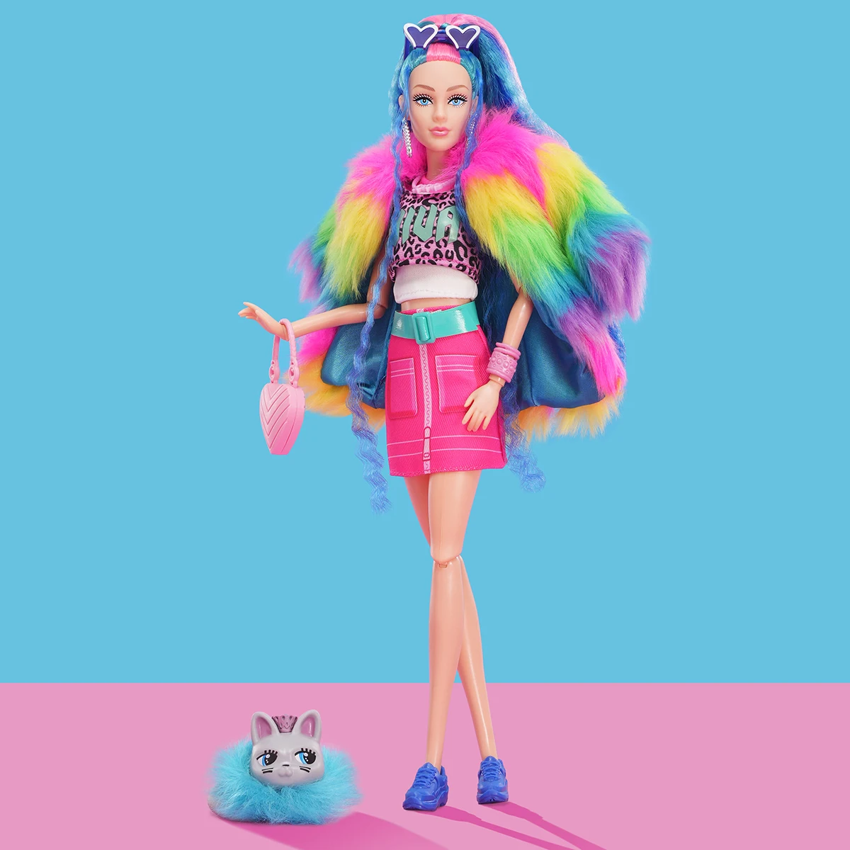 Defa-Lucy-Fashion-Doll-With-Blue-And-Pink-Hair-In-Furry-Coat-Skirt-With ...