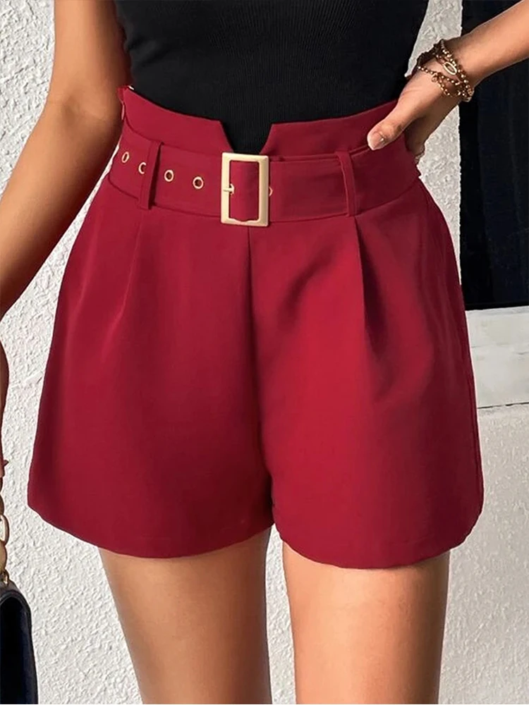 Women-s-Summer-Fashion-Casual-Shorts-A-line-High-Waist-Pleated-Detail ...