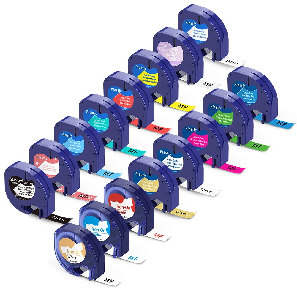 For-Letratag-Label-Tape-12mm-Plastic-Paper-Fabric-Cartridge-Black-on ...