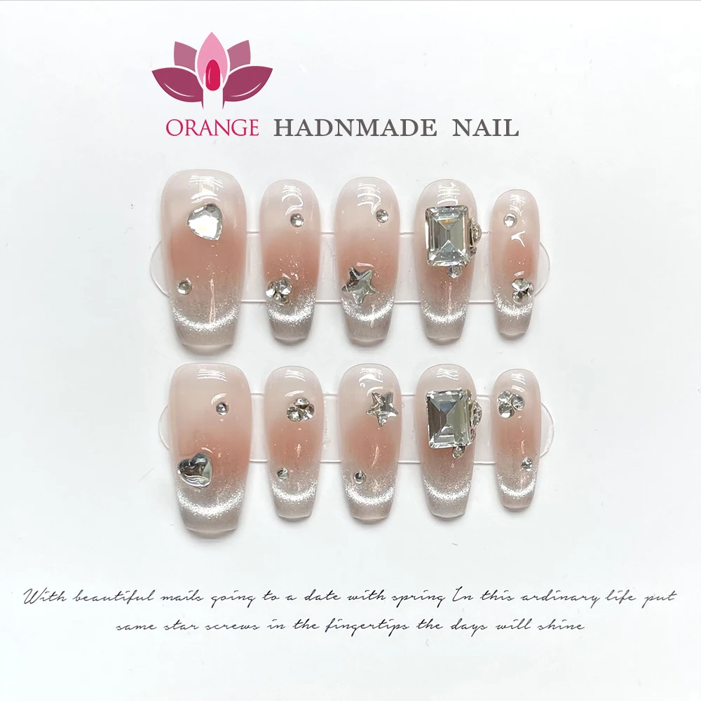Handmade Nails Press on Full Cover Professional Decoration Nail Art ...
