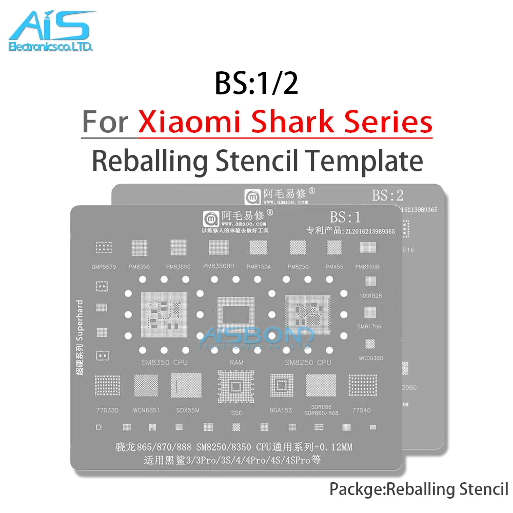 AMAOE BS1/2 BGA Reballing Stencil For Xiaomi Black Shark 1 2 3 3S 4 4S Pro Helo SM8350 SM8250 ...
