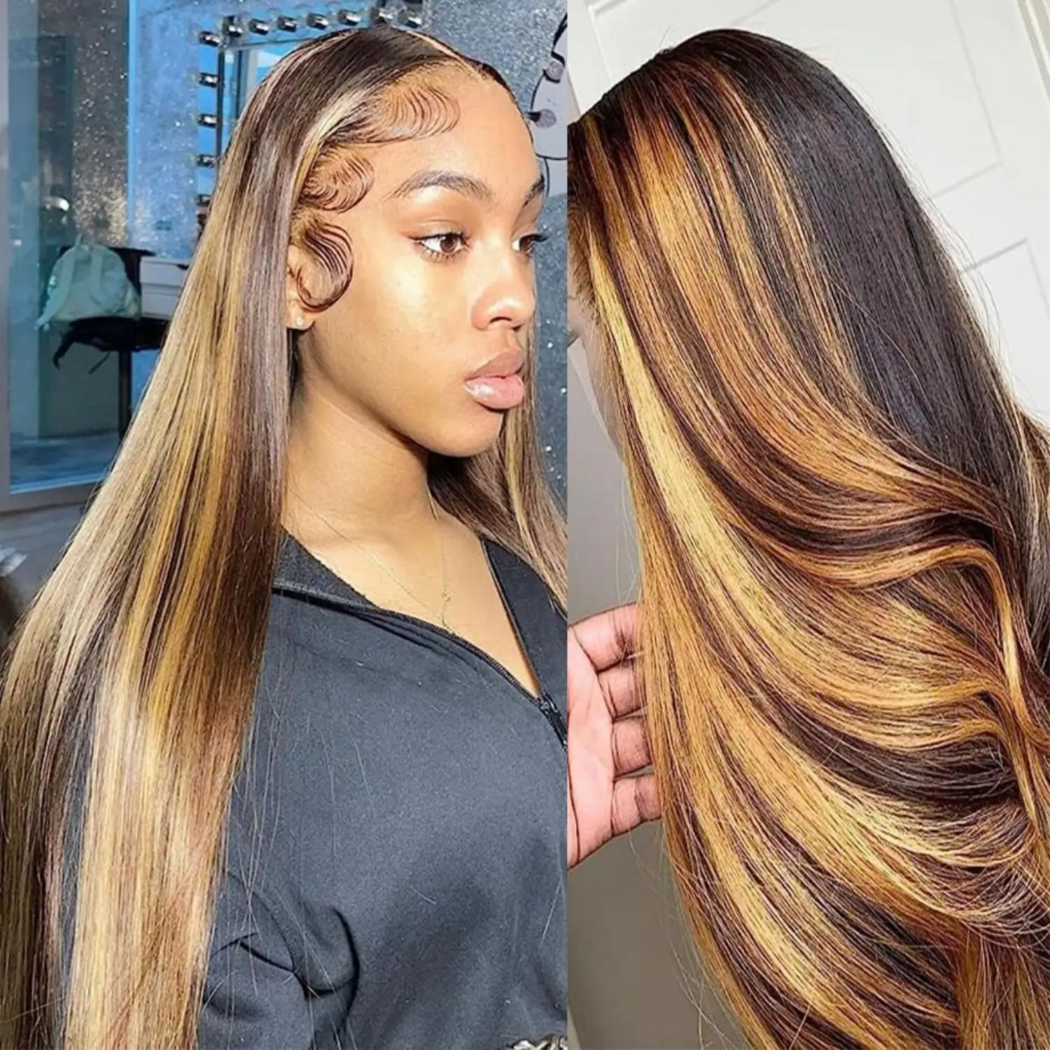 13x6 Hd Lace Frontal Wigs Coroled 30 Inch Bone Straight Highlight Human ...